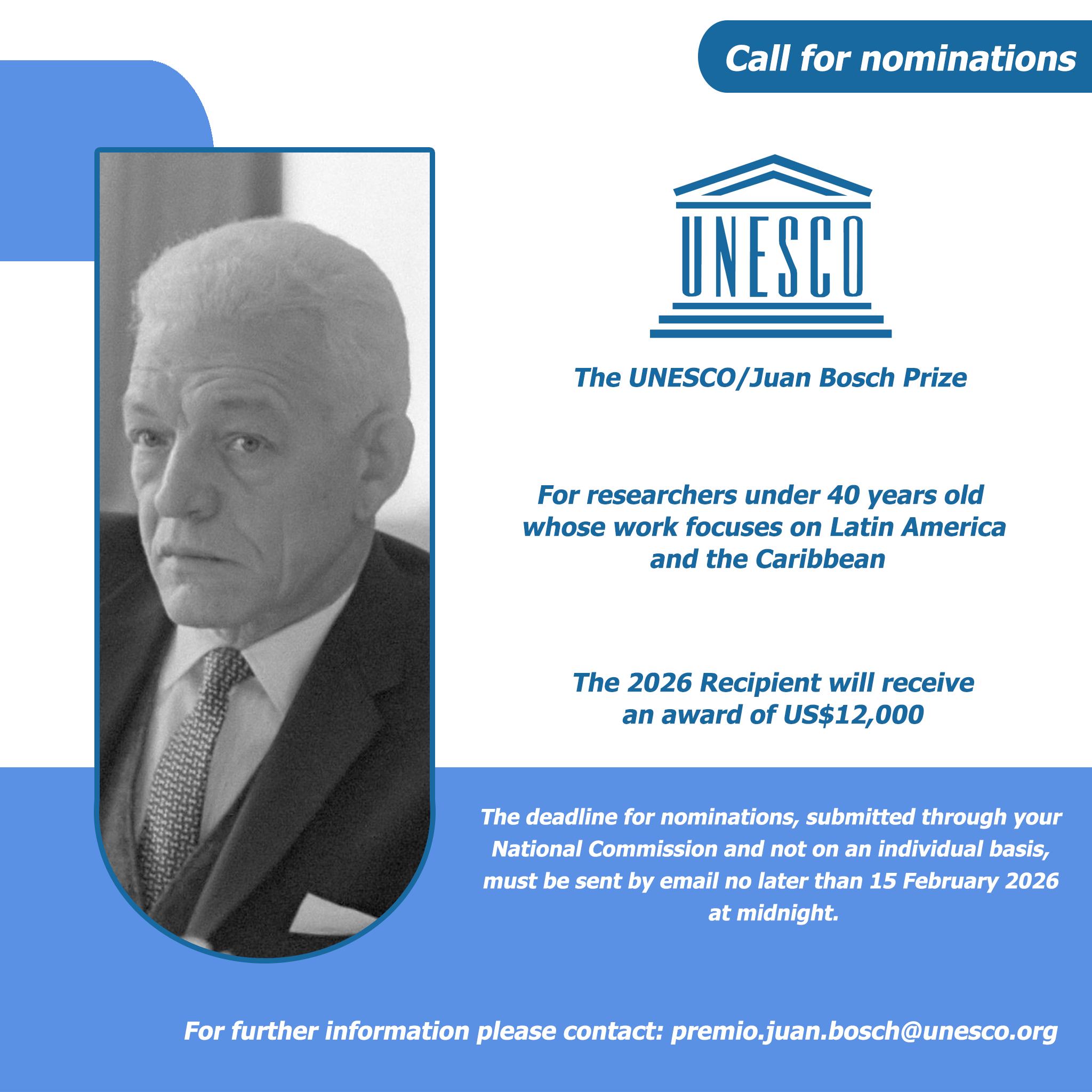 Call for Nominations: The UNESCO/Juan Bosch Prize - Consulate General ...